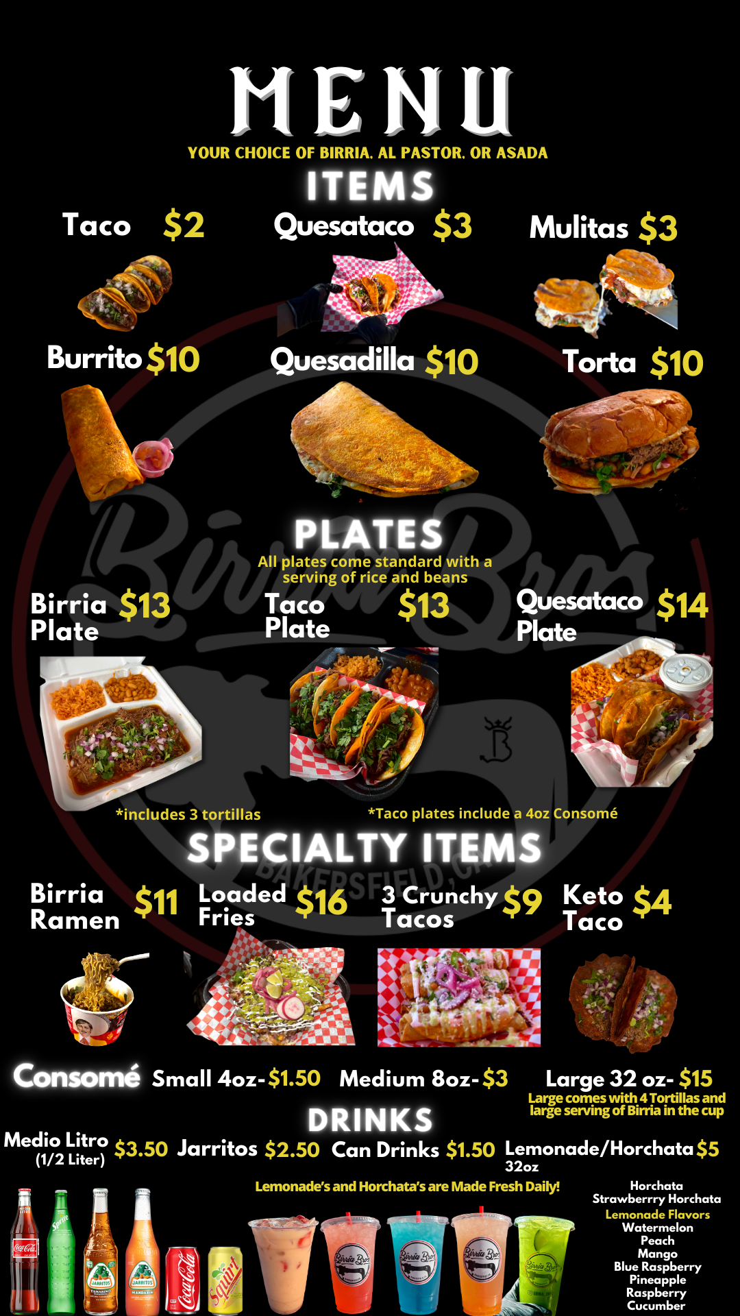 Menu | Birria Bros